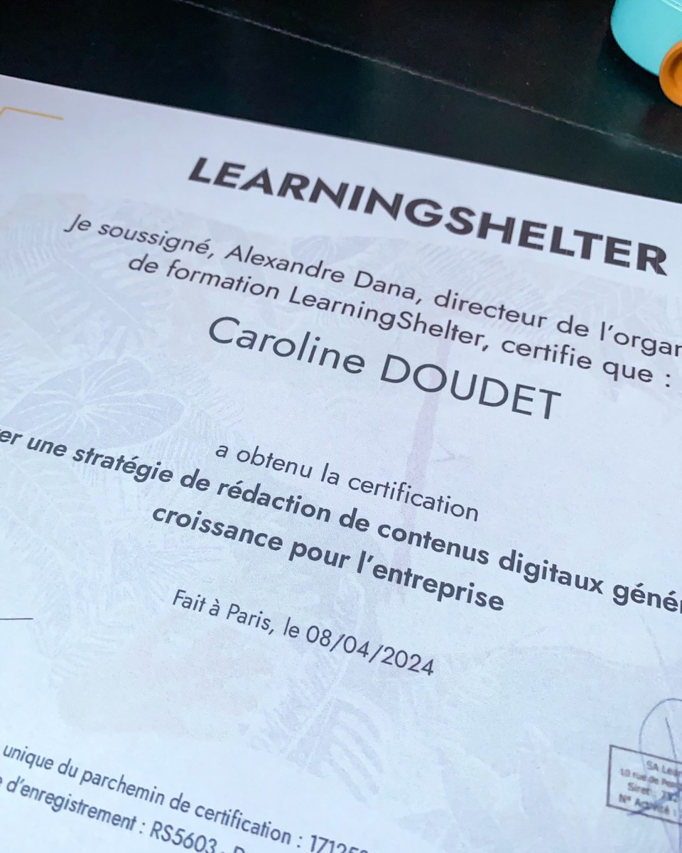 Ma certification en copywriting – Caroline Doudet